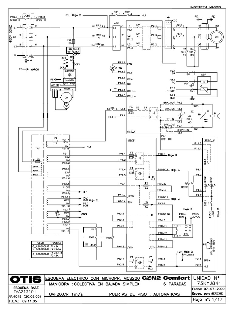 OTIS - Gen2 - Comfort - GECB - OVF20 - Esquemas | PDF