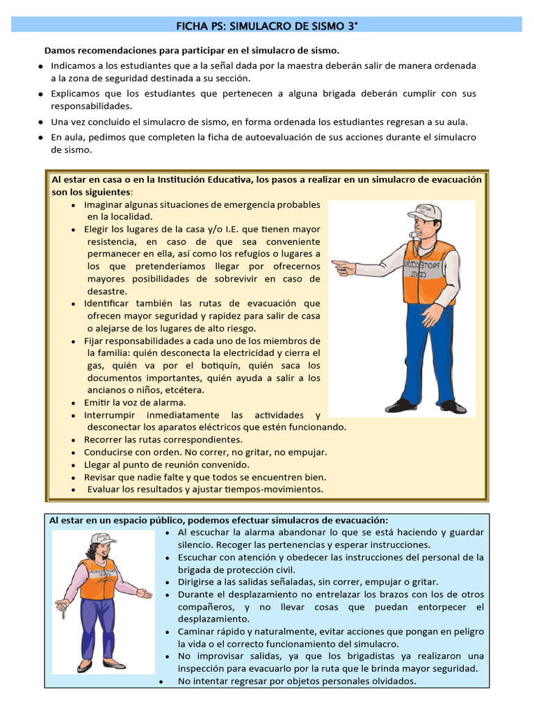 FICHA PS - Simulacro de Sismo | PDF
