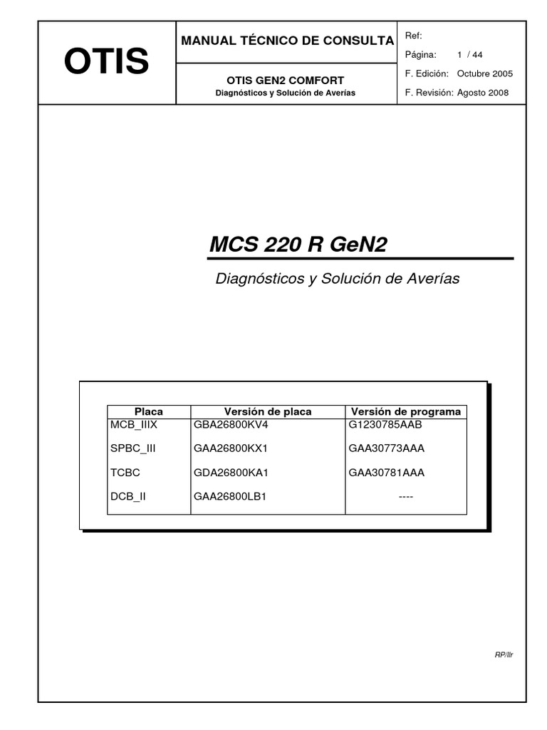 Diagnóstico y Solución de Averías Otis Gen2 | PDF | Ascensor | Electricidad