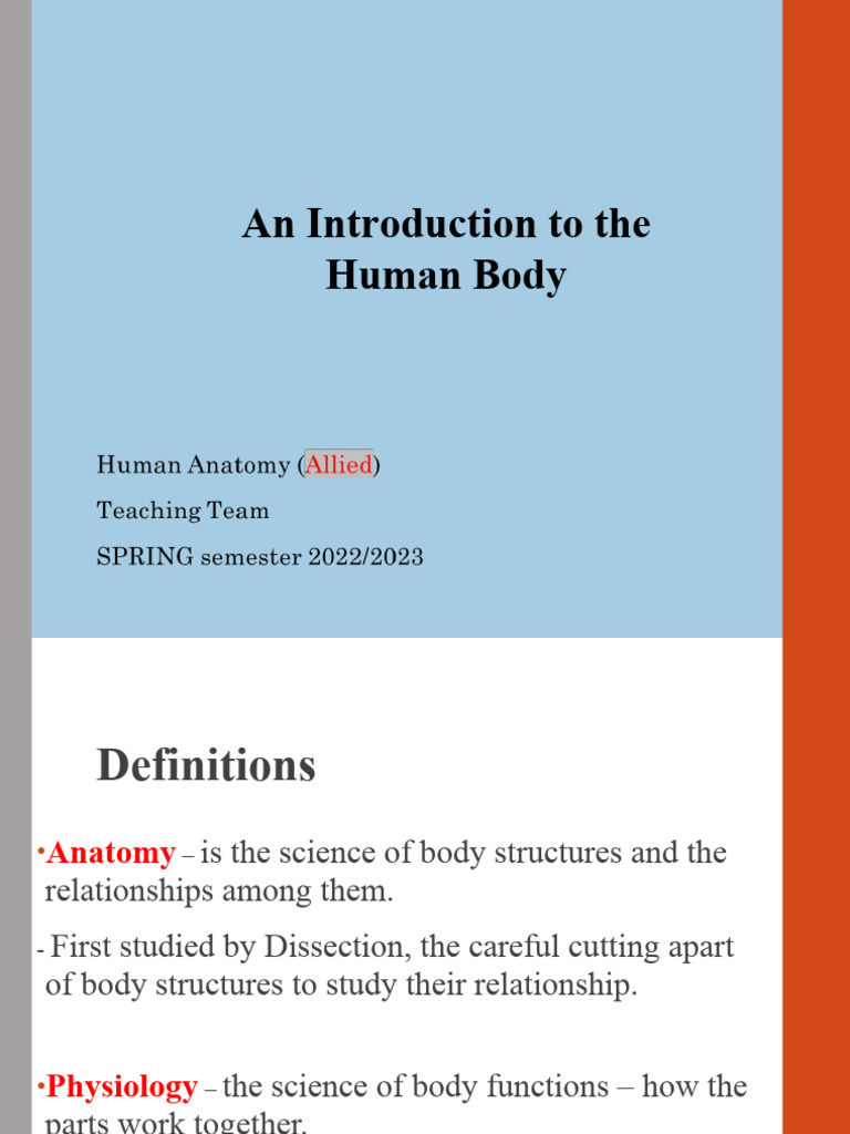Anatomy Introduction 1 | PDF | Human Body | Anatomical Terms Of Location
