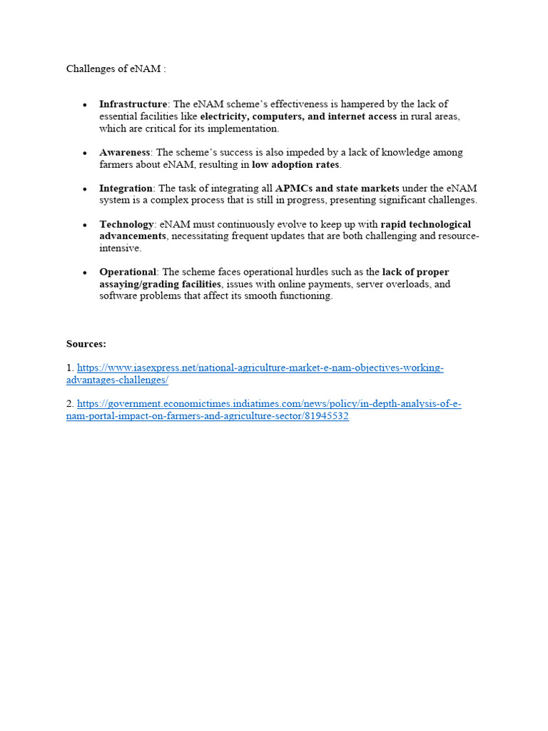 Challenges of the eNAM Scheme | PDF | Business | Technology & Engineering