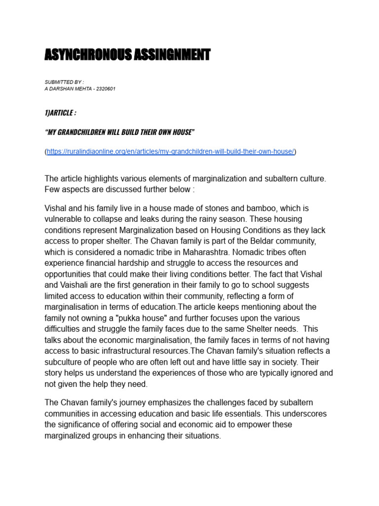 Asynchronous Assignment | PDF | Social Exclusion | Economies