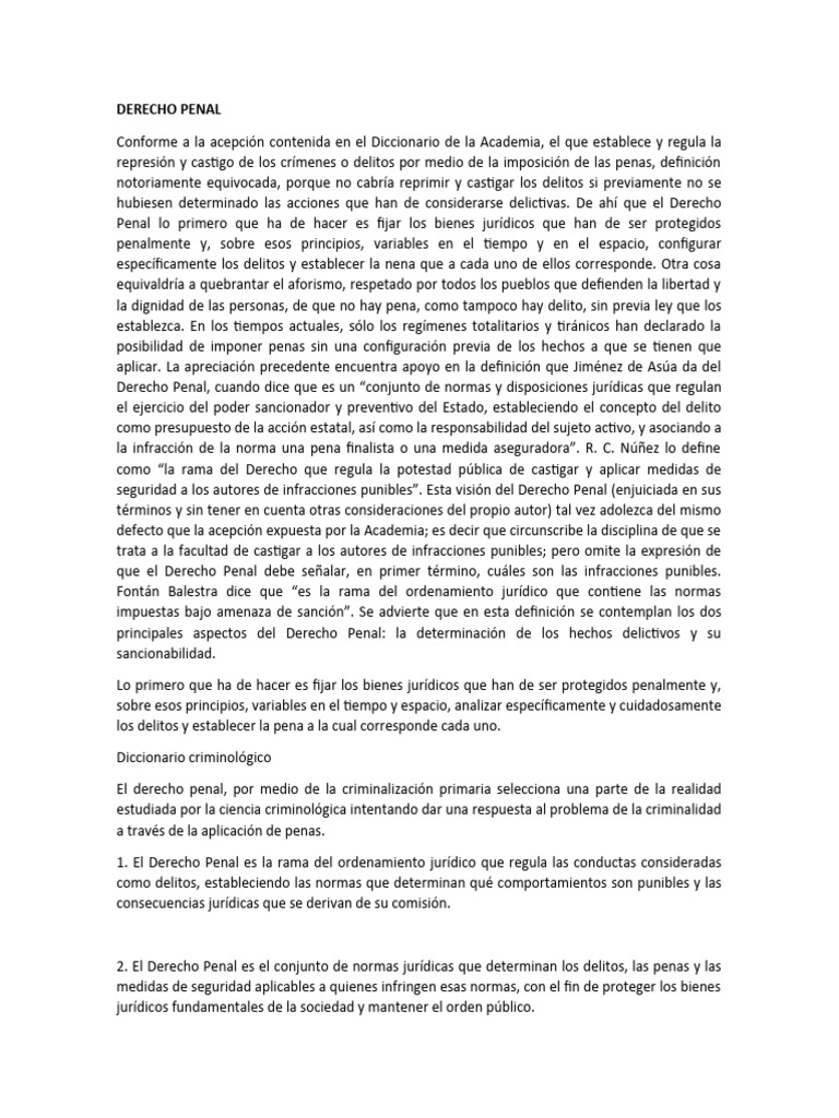 Derecho Penal | PDF | Derecho penal | Castigos