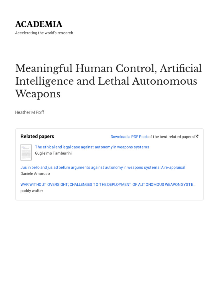 Roff Moyes Meaningful Human Control-With-Cover-Page-V2 | PDF | System ...