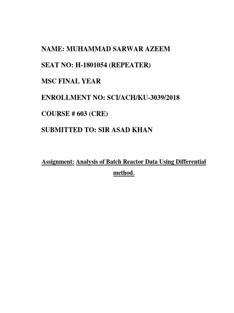Sir Asad | PDF | Enzyme Kinetics | Chemical Kinetics
