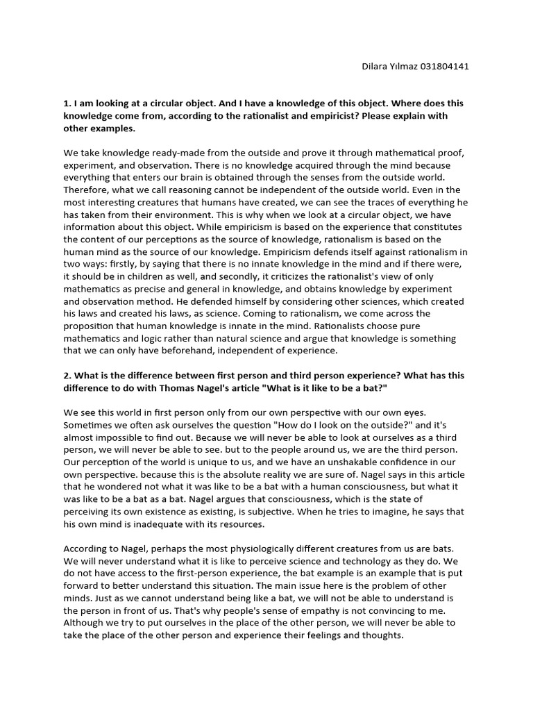 Cognitive Science and Philosophy Midterm | PDF | Rationalism | Knowledge