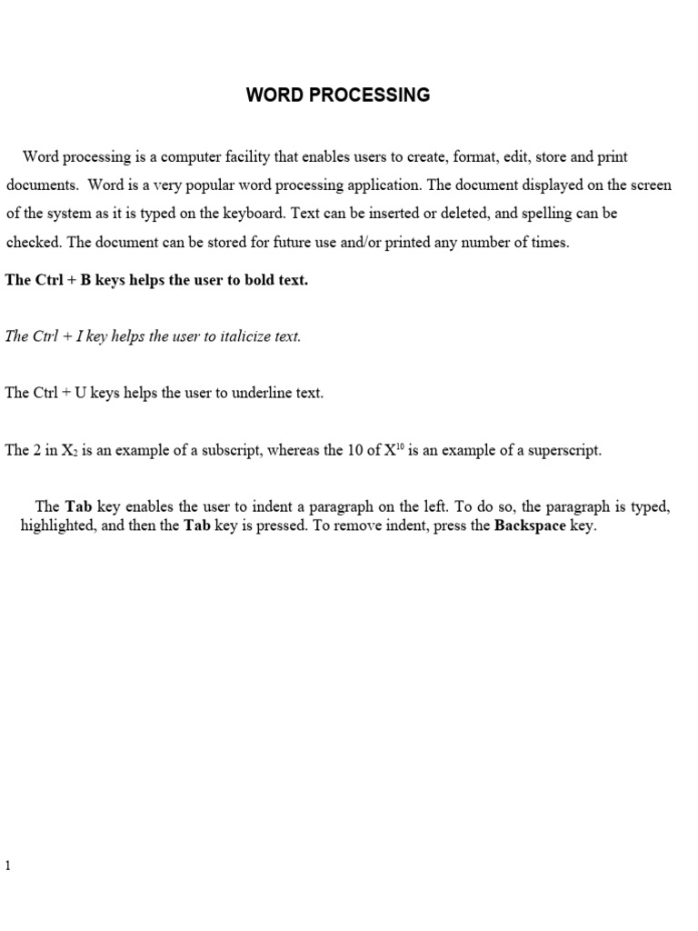 Word Processing Basics and Formatting Tips | PDF
