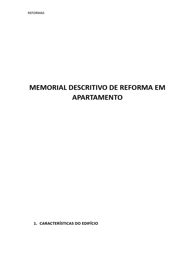 Memorial Descritivo de Reforma em Apartamento | PDF