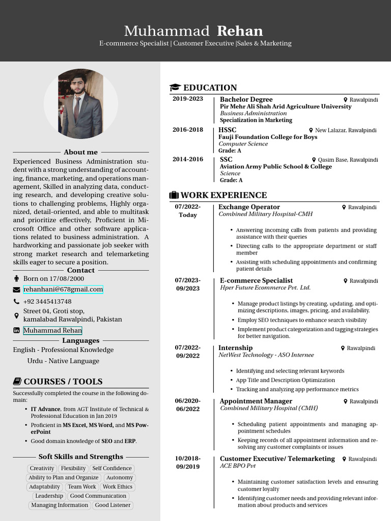 Rehan CV Nov 23 Marketing | PDF | Computing