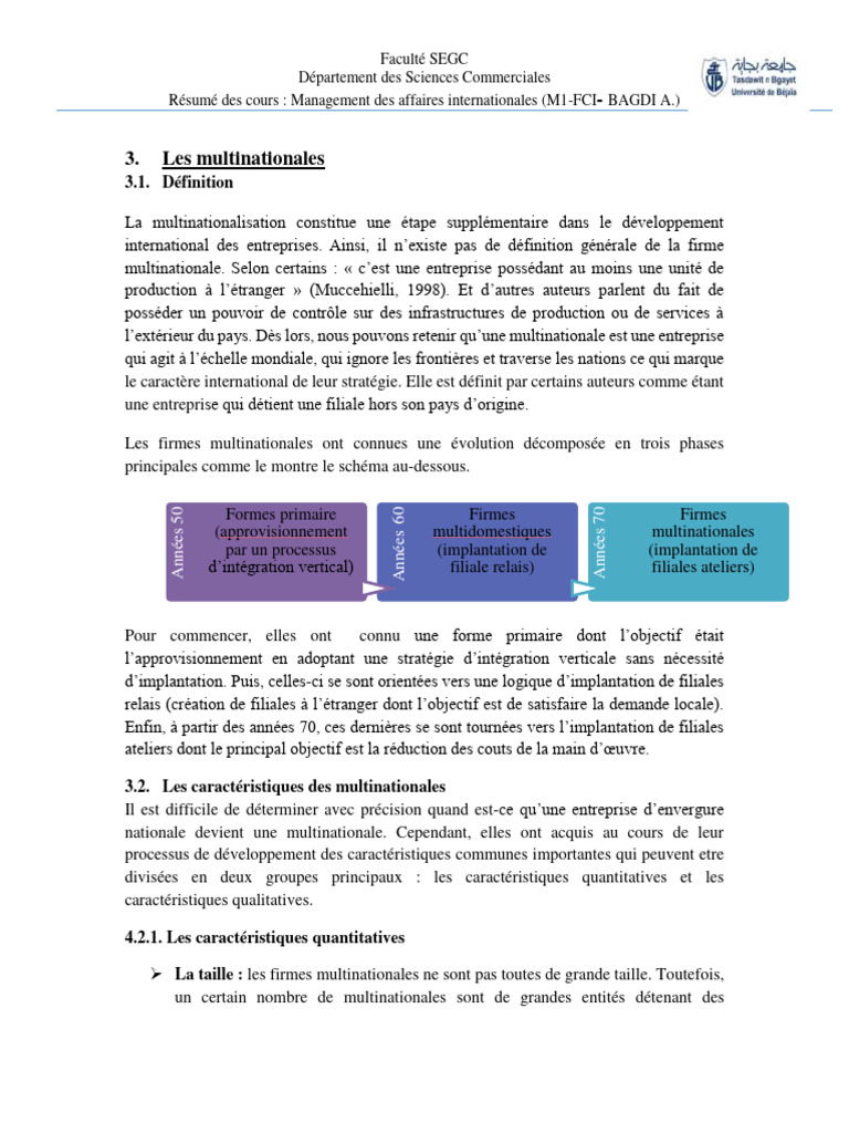 Définition et caractéristiques des multinationales | PDF | Business ...