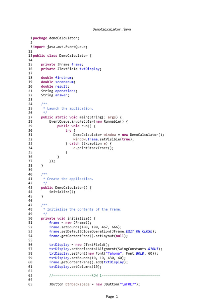 Java GUI Calculator Code | PDF | String (Computer Science) | Software ...