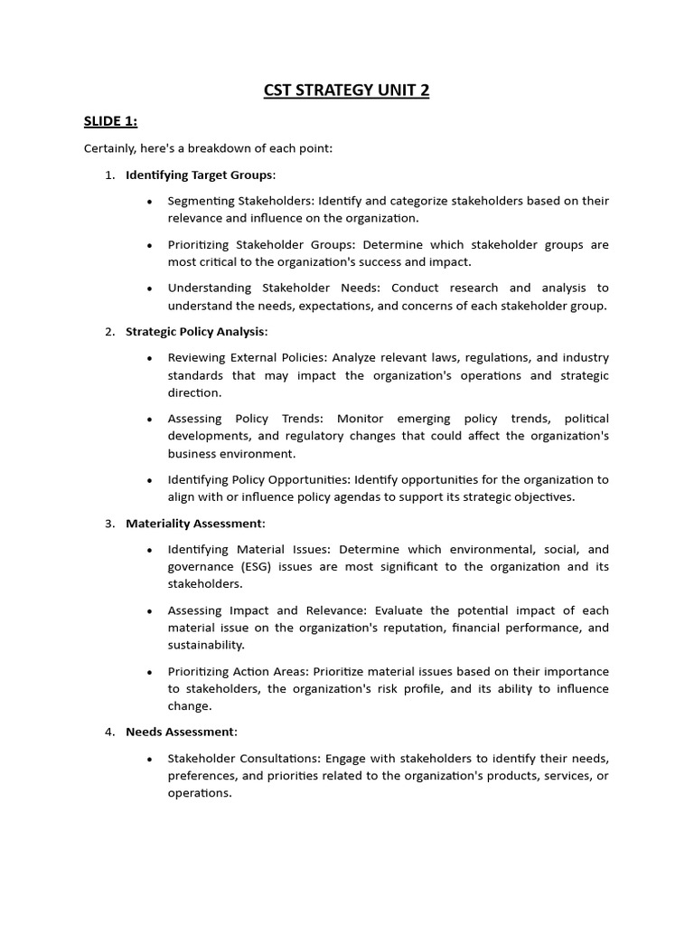 CST Strategy Unit 2 Explained | PDF | Corporate Social Responsibility ...