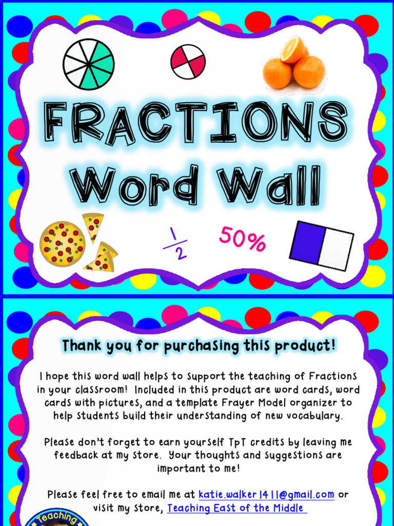 FractionsWordWall-1 | PDF | Mathematical Notation | Numbers