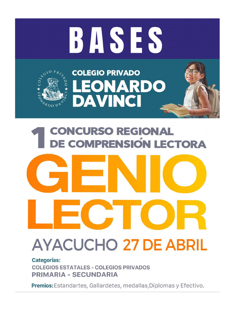 Concurso "Genio Lector" 2024 en Da Vinci | PDF | Comprensión lectora | Escuelas