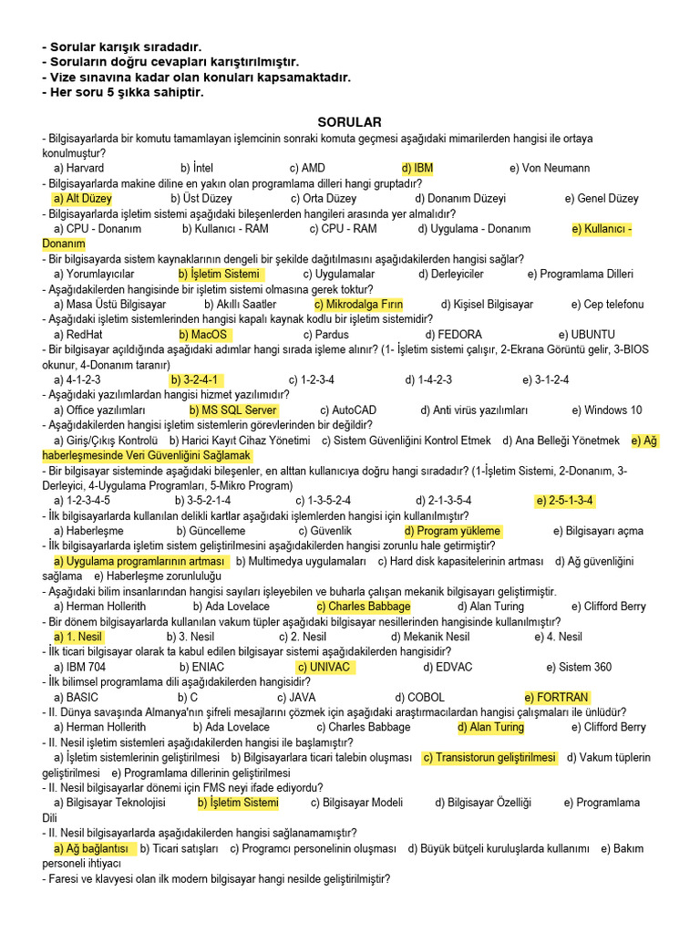 Isletim Sistemi Cevaplar | PDF