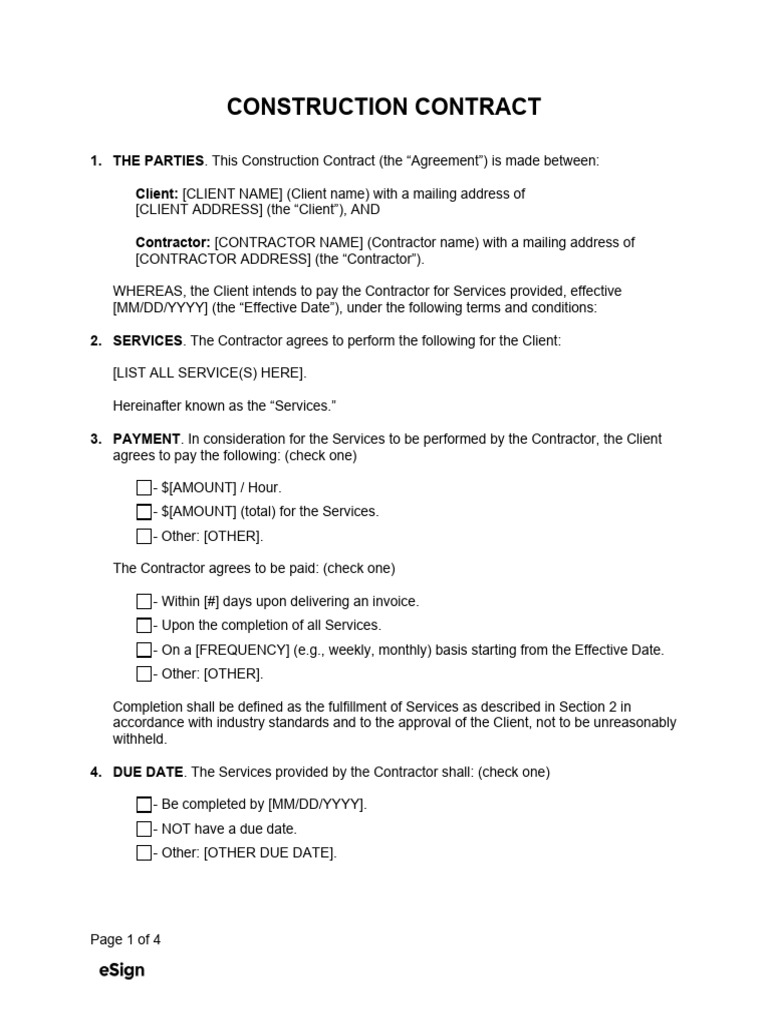 Construction-Contract | PDF | Indemnity | Employment