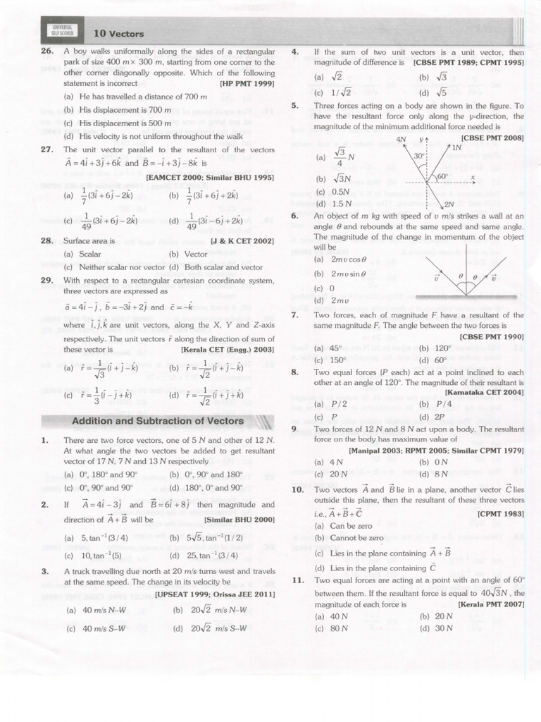 2 - Addition and Subtraction of Vectors | PDF | Euclidean Vector | Force