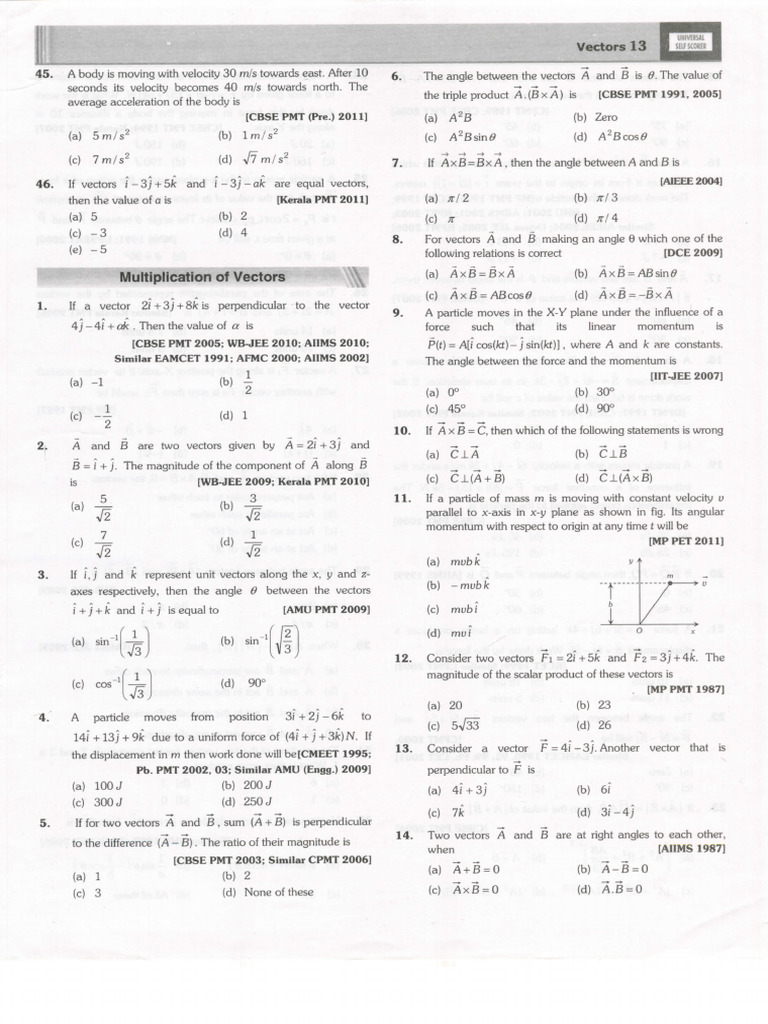 3 - Multiplication Of Vectors | PDF | Euclidean Vector | Velocity