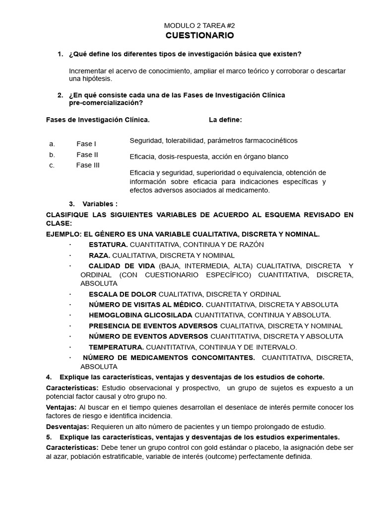 Tarea 2 Modulo 2 Cuestionario | PDF | Media | Diferencia