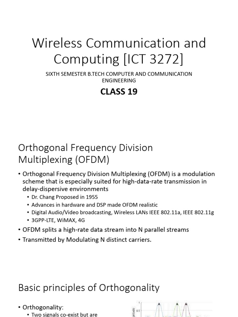 Wireless Communication and Computing (ICT 3272) Ofdm Mimo | PDF | Orthogonal Frequency Division ...