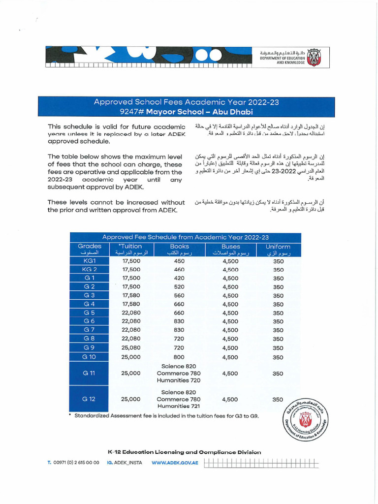 MPS - Fees 2022-23 | PDF