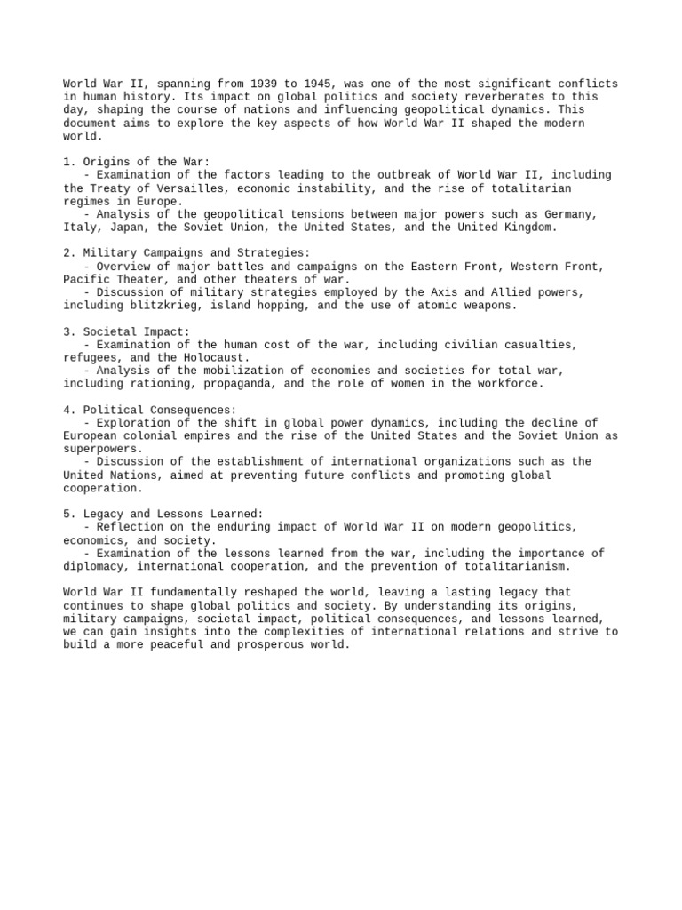 WWII's Global Impact and Legacy | PDF | Travel