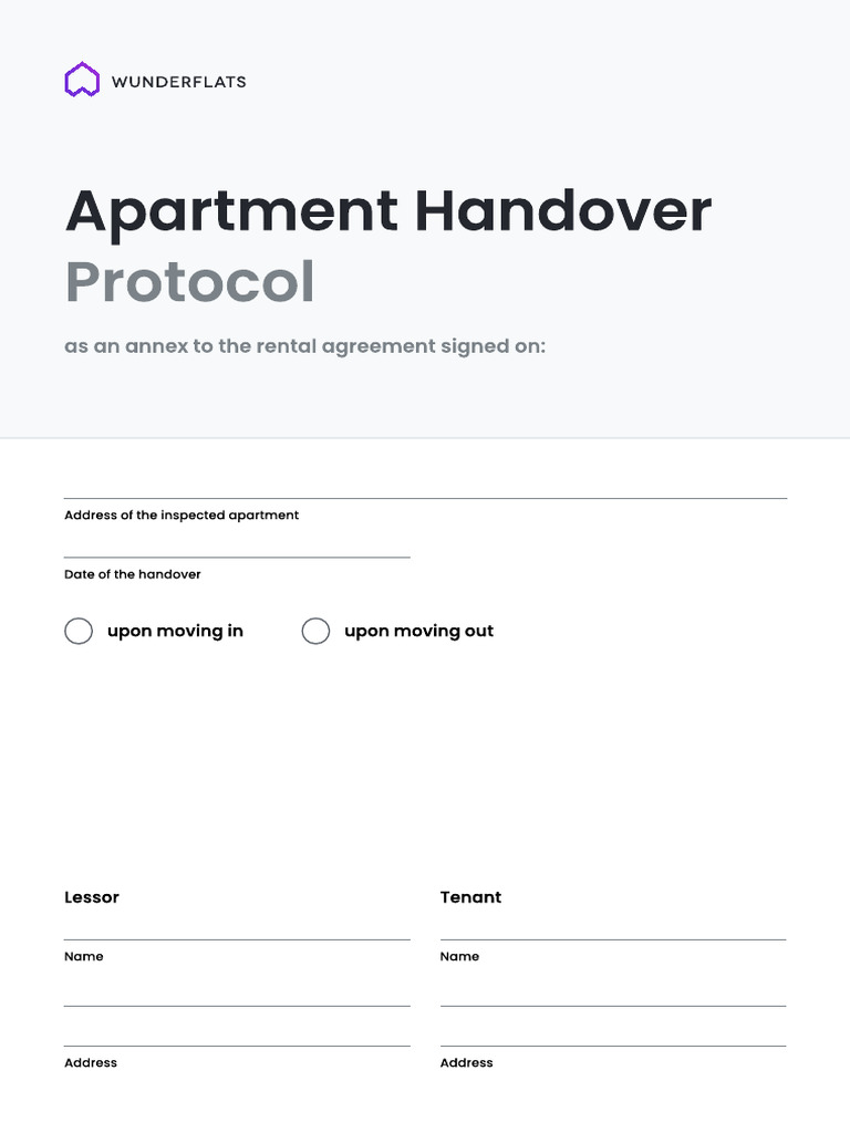 Wunderflats Apartment Handover Protocol | PDF