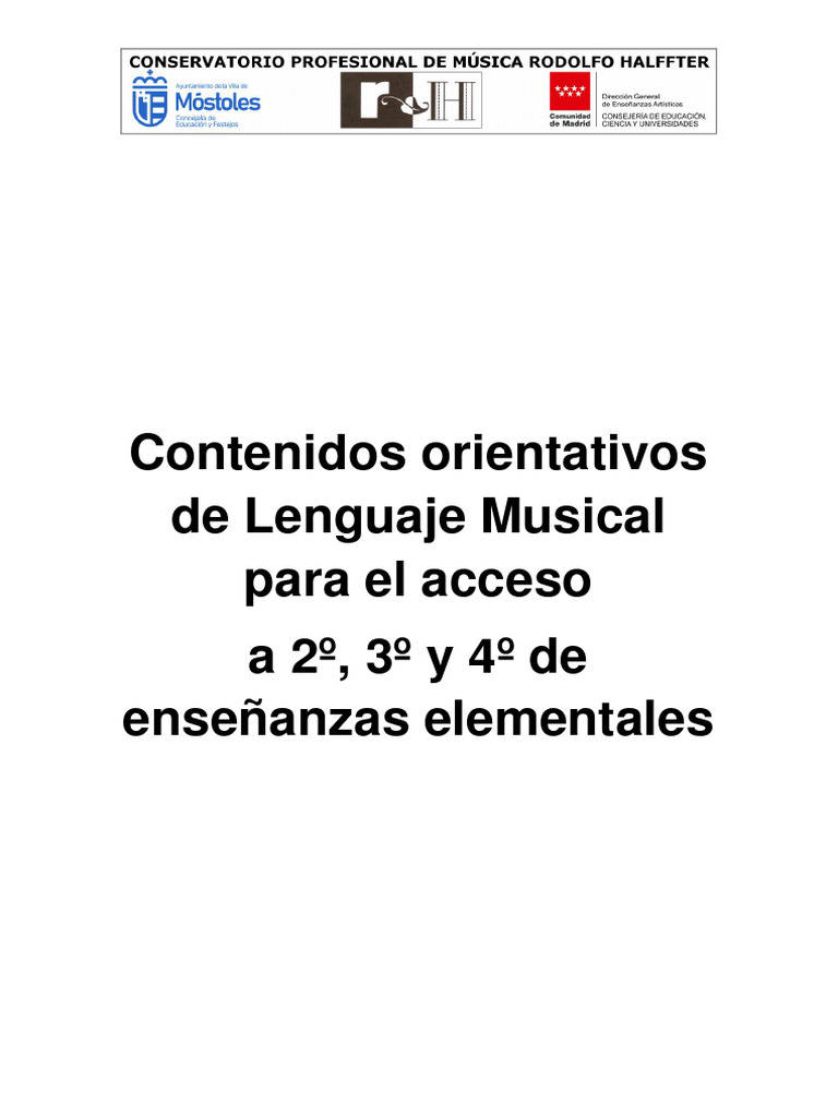 Modelos de Examen Lenguaje Musical de Acceso a 2º, 3º y 4º de EE.ee. Para El Curso 2024-2025 | PDF