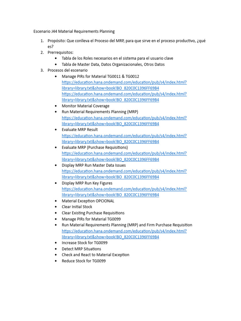 Escenario J44 Material Requirements Planning | PDF | Computers