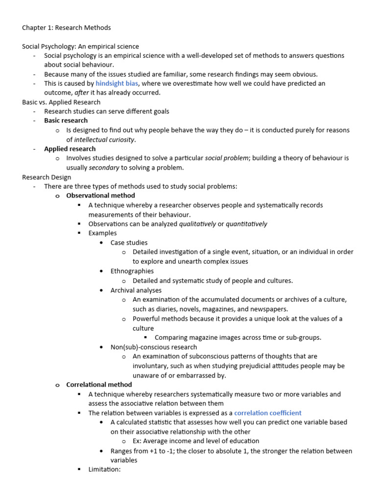 Chapter 1 | PDF | Experiment | Social Psychology