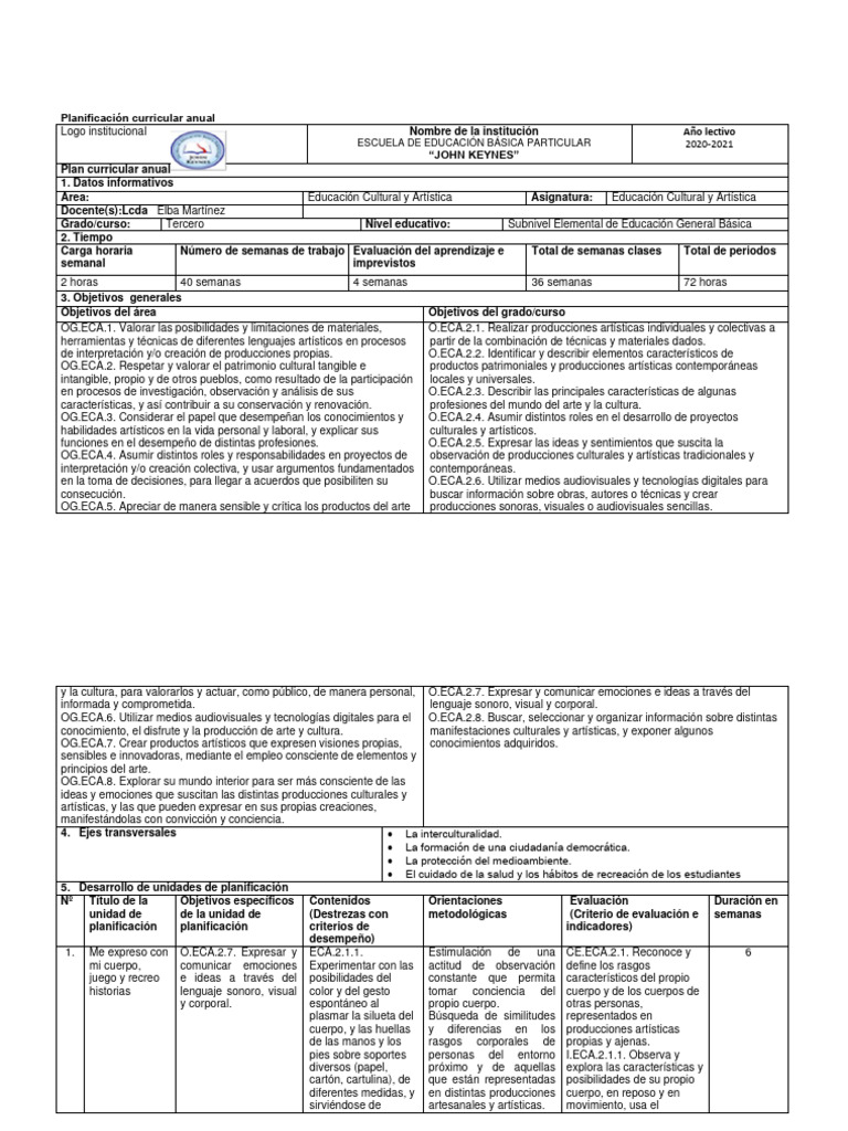 ECA 3 EGB PCA PUD Seis Unidades | PDF | Percepción | Comunicación