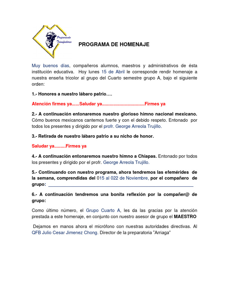 Programa de Homenaje | PDF | México