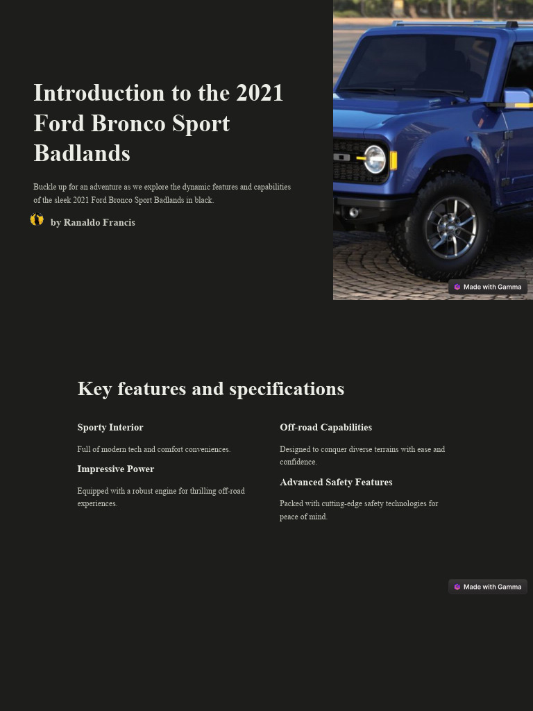 Introduction To The 2021 Ford Bronco Sport Badlands | PDF