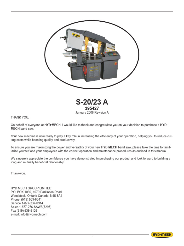Hyd Mech Model S 20a and S 23a Manual 2 | PDF