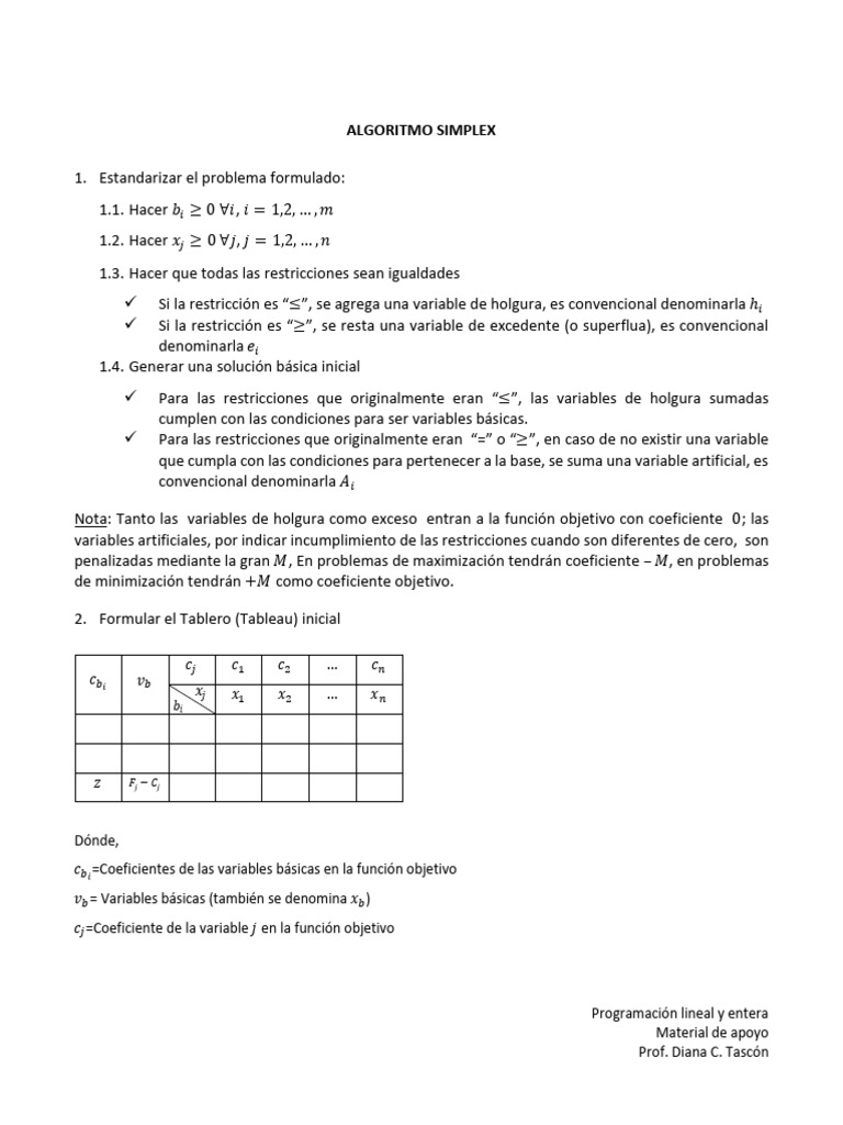 Algoritmo Simplex | PDF | Ciencia computacional | Matemáticas De La Computación