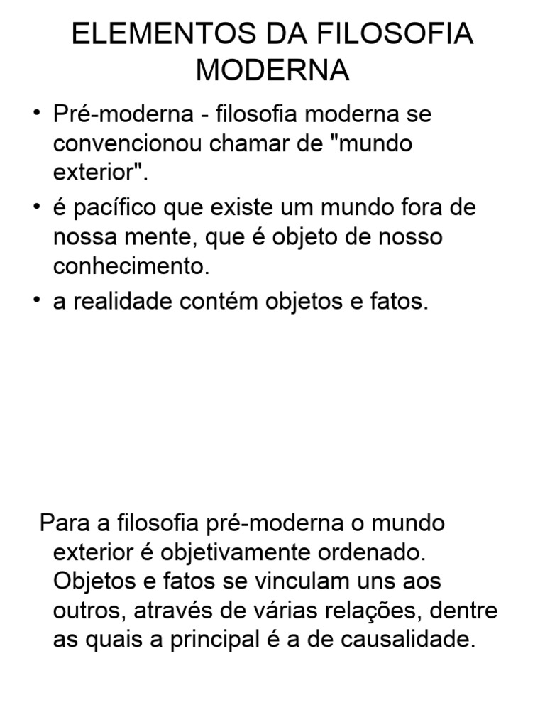 Elementos Da Filosofia Moderna | PDF | Conhecimento | Science