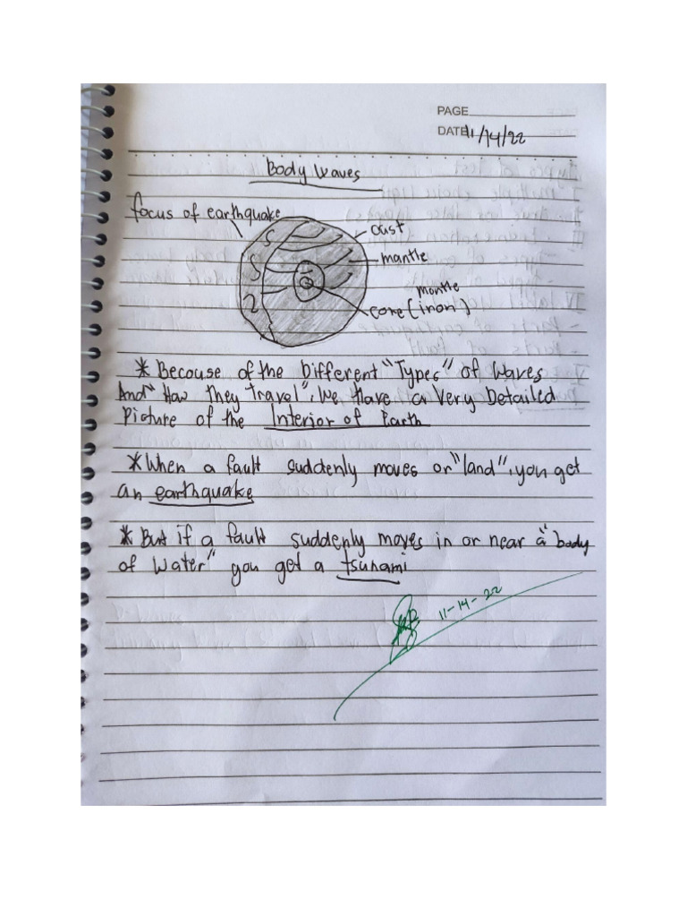 Q2L2 - Earth's Interior, Seismic Waves, Tsunami (Additional Notes) | PDF