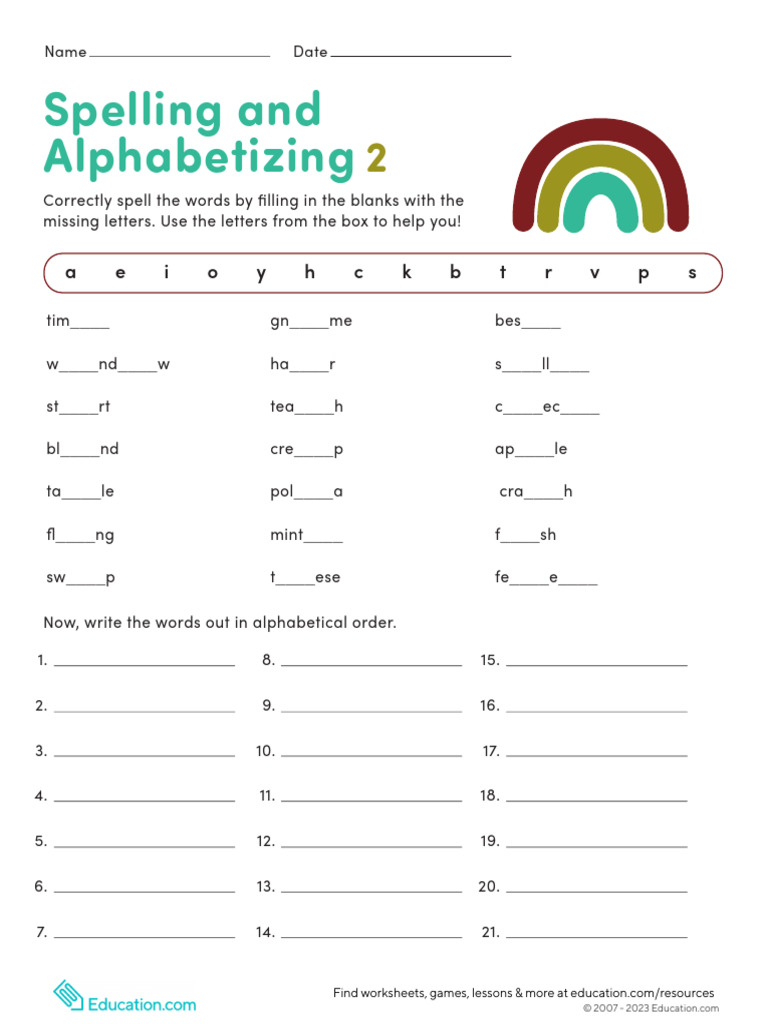 Spelling and Alphabetizing 2 | PDF