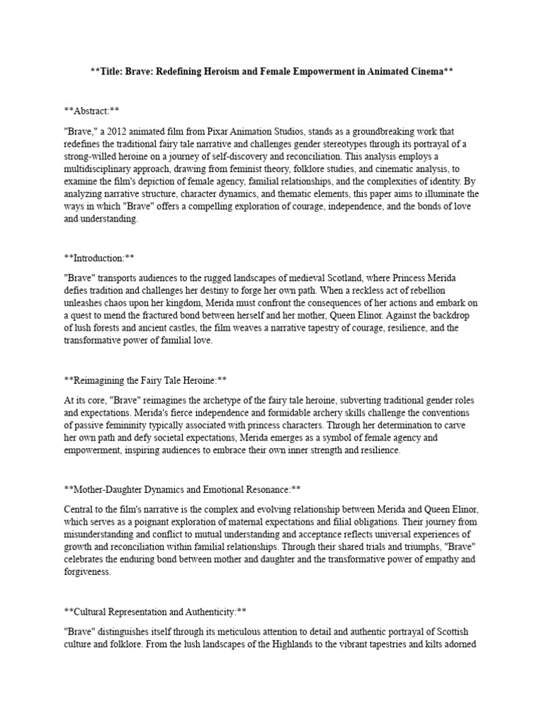 Brave Film Analysis | PDF | Hero | Narrative