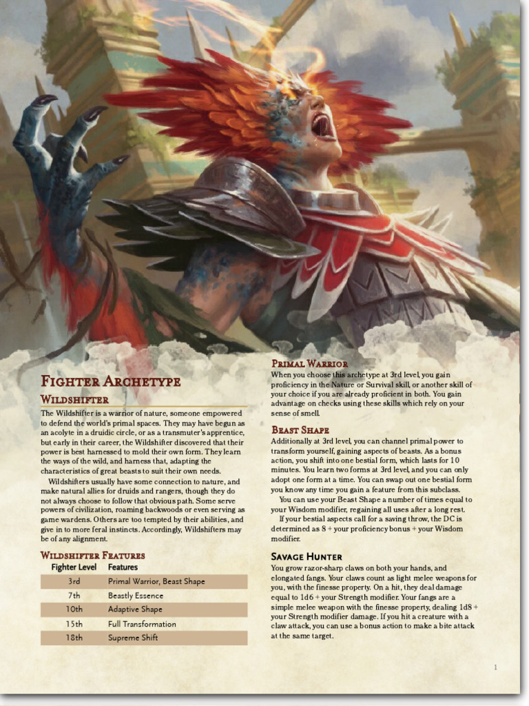Fighter - Wildshifter - GM Binder | PDF