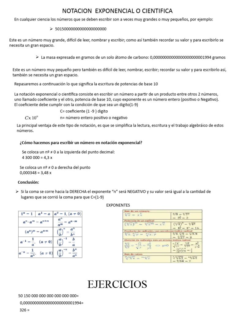 Notacion Cientifica | PDF | Exponenciación | Matemática Elemental