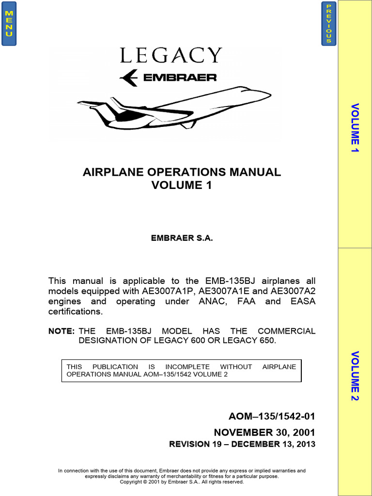 Afm, W&B y Systemas - Emb135bj 600 Aom 135 1542 01 All Rev19 Full Faa ...