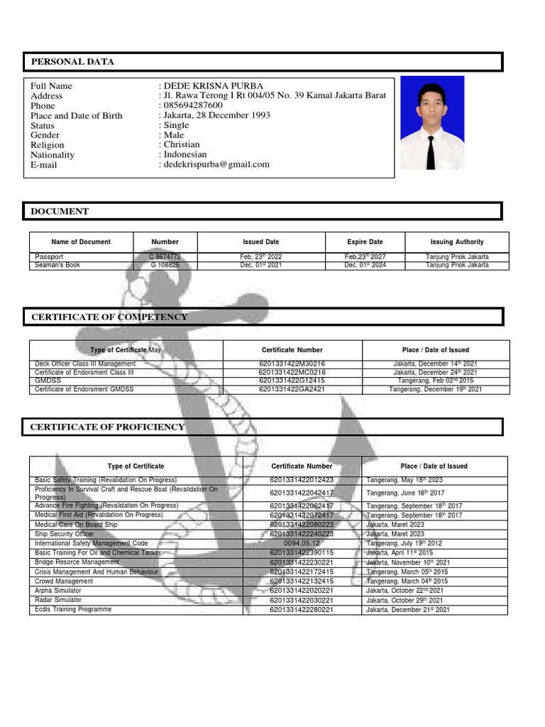 Dd CV 2023-1 | PDF | Jakarta | Watercraft