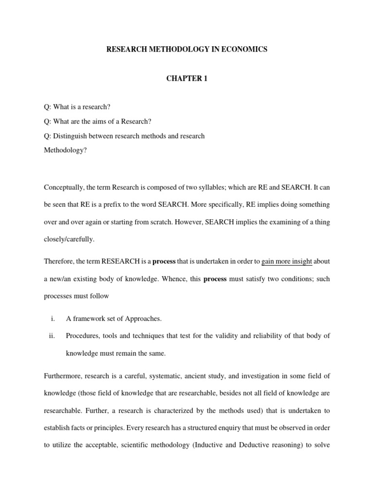 RESEARCH METHODOLOGY IN ECONOMICS | PDF | Methodology | Scientific Method