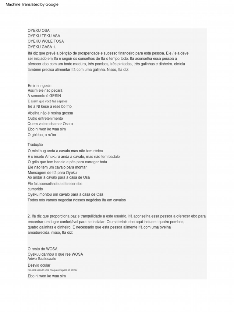 Ogbe Osa | PDF | Dinheiro | Cavalos