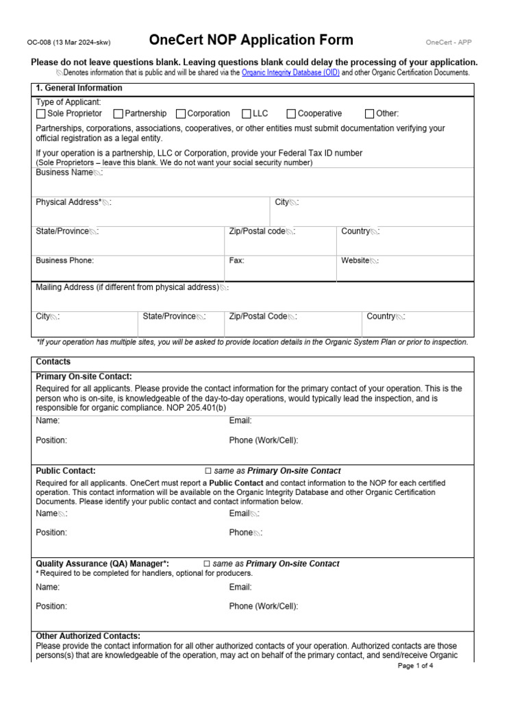 Initial NOP Application | PDF | Business