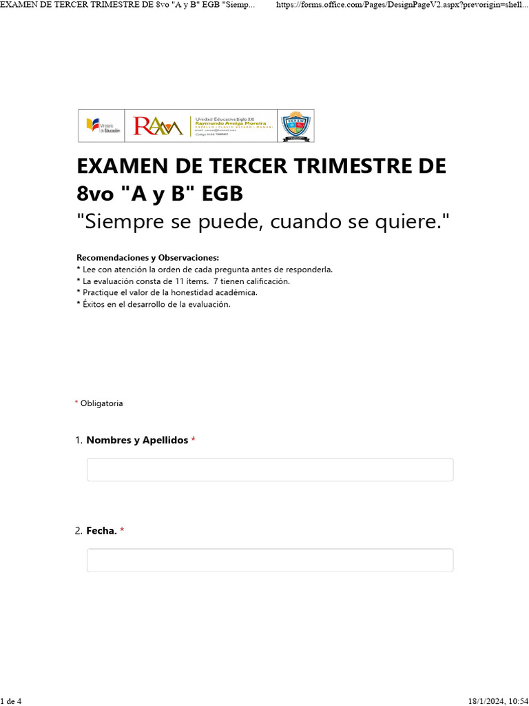 EXAMEN DE TERCER TRIMESTRE DE 8vo A y B EGB | PDF | Ciencias de la Tierra | Física Aplicada e ...
