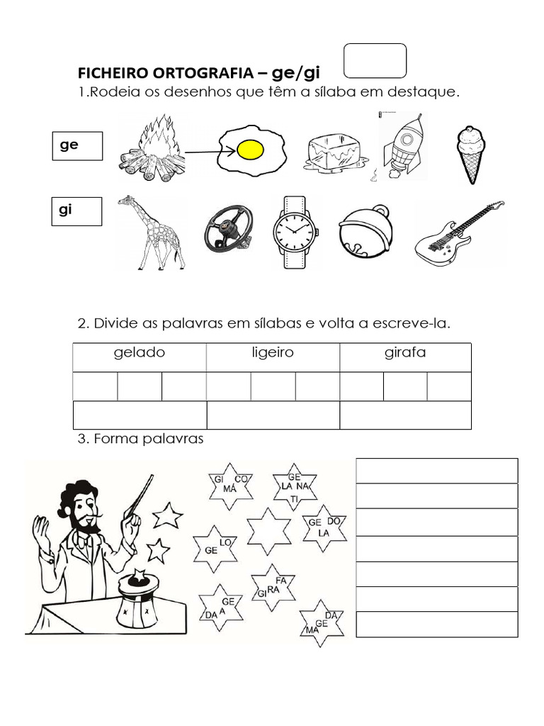 Atividades de Ortografia: ge/gi 1º Ano | PDF | Linguística
