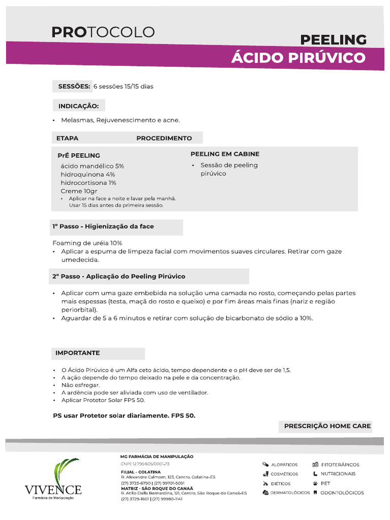 Protocolo Peeling de Acido Piruvico | PDF