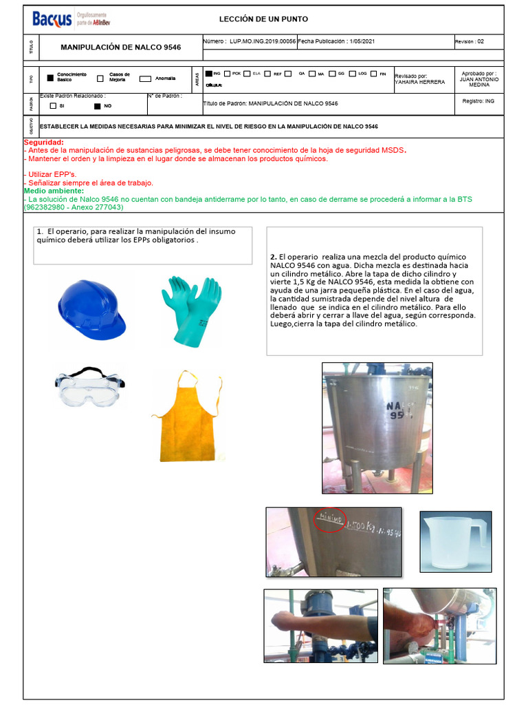 Opl Manipulacion - Nalco 9546 | PDF